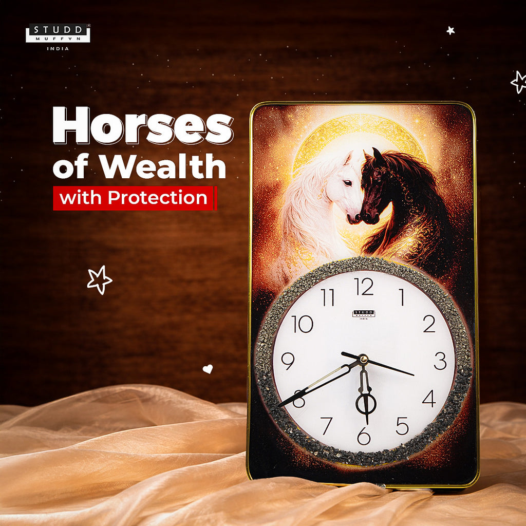 Black-White Horse Duo Riche Rich Clock – nuskhebyparas
